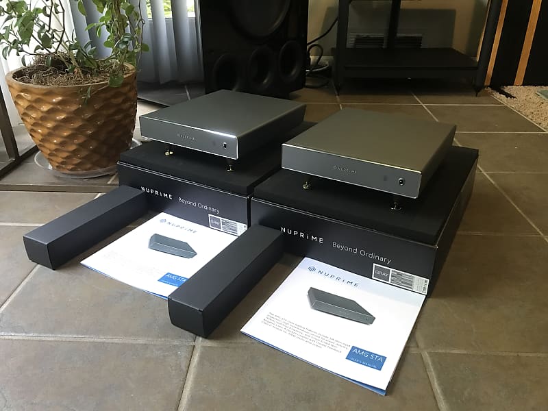 Nuprime Pair Of AMG STA Amplifiers With Gold Isolation Cones | Reverb