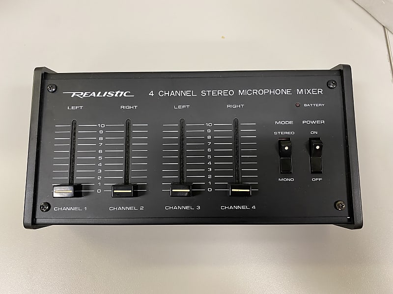 Realistic 4-Channel Stereo Microphone Mixer 90s Black | Reverb