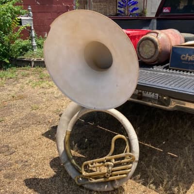 CONN Sousaphone Tuba white fiberglass circa 1970 AS IS prop | Reverb