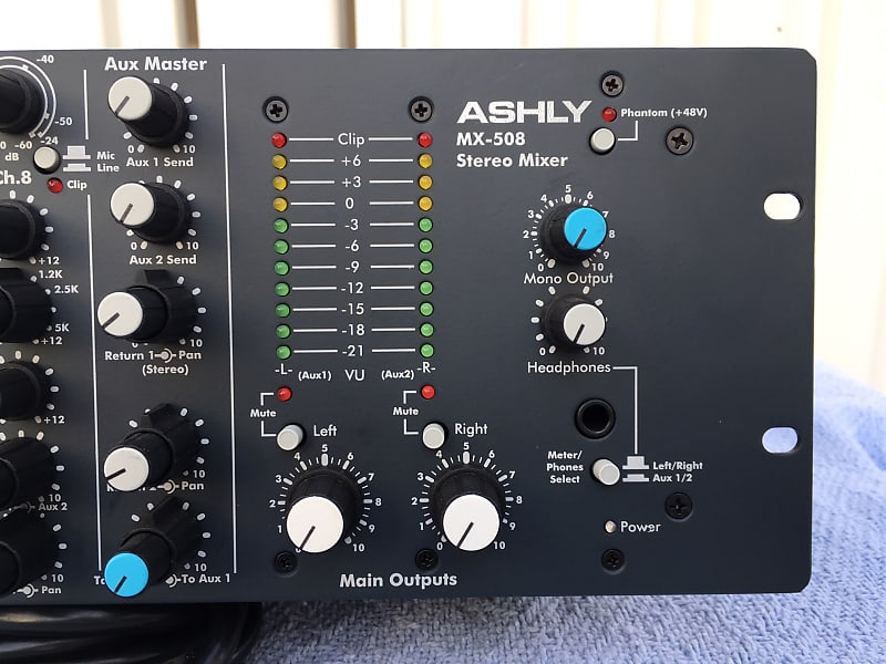 Ashly MX-508 Mixer 8 Input Stereo with EQ Sends 3U | Reverb