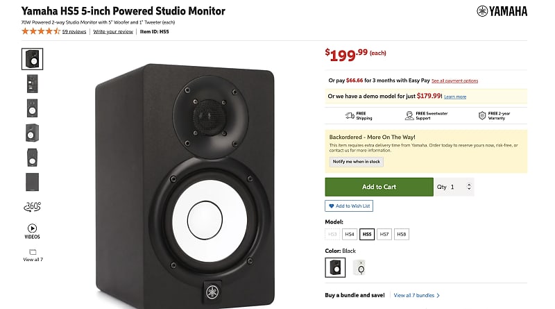Yamaha H55 Yamaha 5-inch Powered Studio Monitor Present - | Reverb