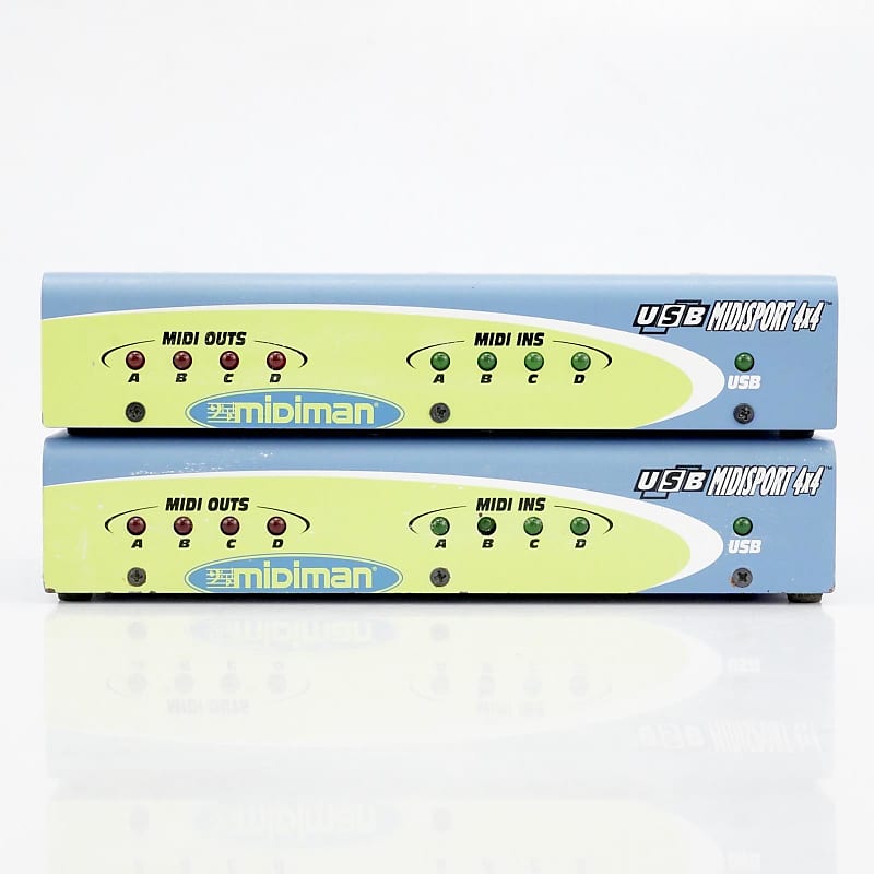 2 Midiman USB Midisport 4x4 MIDI Interfaces w/ Cables #54060 | Reverb