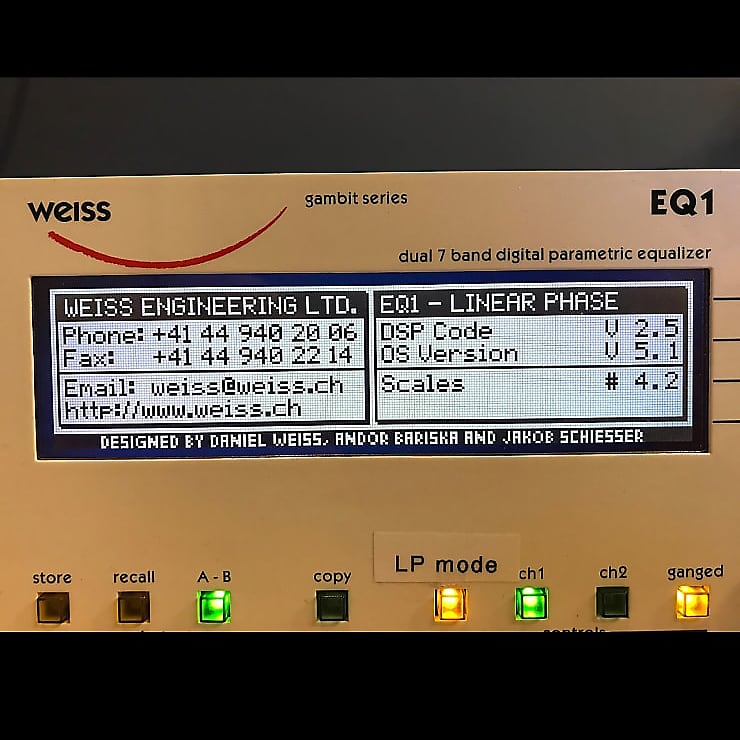 Weiss Eq1 Linear Phase model | Reverb