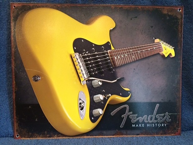 3 Fender Tin Signs - Make History, Built to Inspire, Fine | Reverb