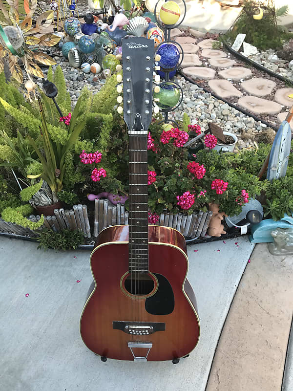 1970's Ventura V-16 Sunburst Hummingbird Type 12 String Jumbo | Reverb