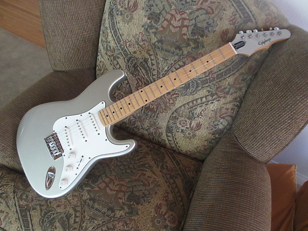 1997 Epiphone S-310 Silver w Batwing Headstock, Made in | Reverb