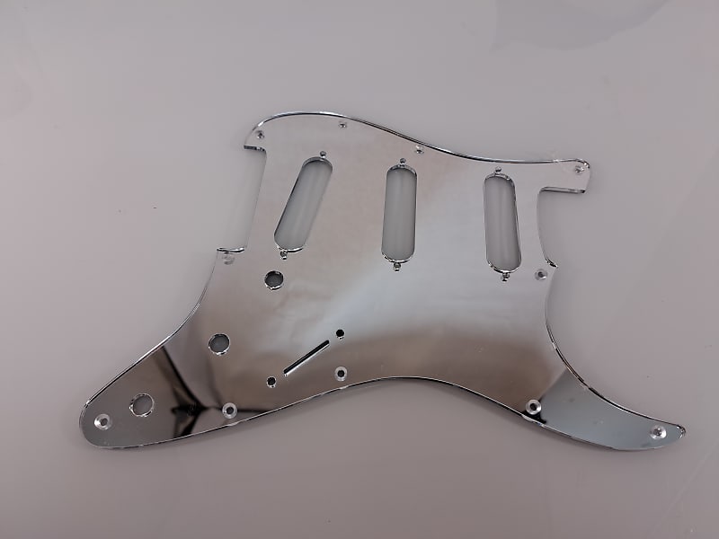 Chrome Silver Mirror Acrylic SSS pickguard Fits Fender Strat | Reverb