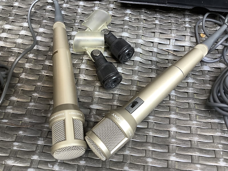 2 x Sony ECM 220 electret condenser microphone stereo pair | Reverb