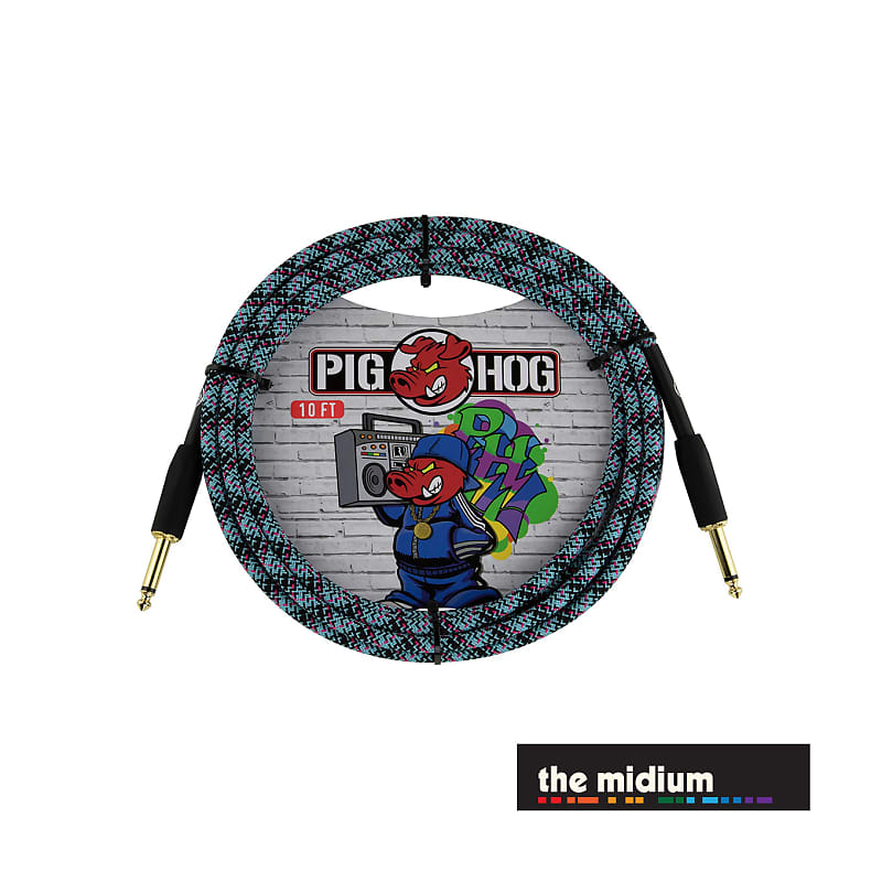 Pig Hog Graffiti Series 1/4" TS Instrument Cable – Blue | Reverb