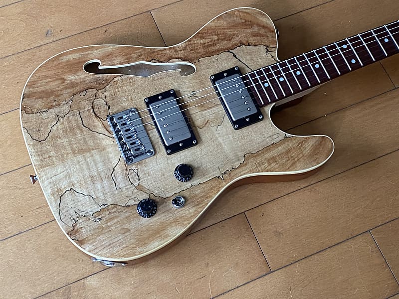 Del Mar Lutherie Tele Thinline HH Bound Spalted Maple Top | Reverb