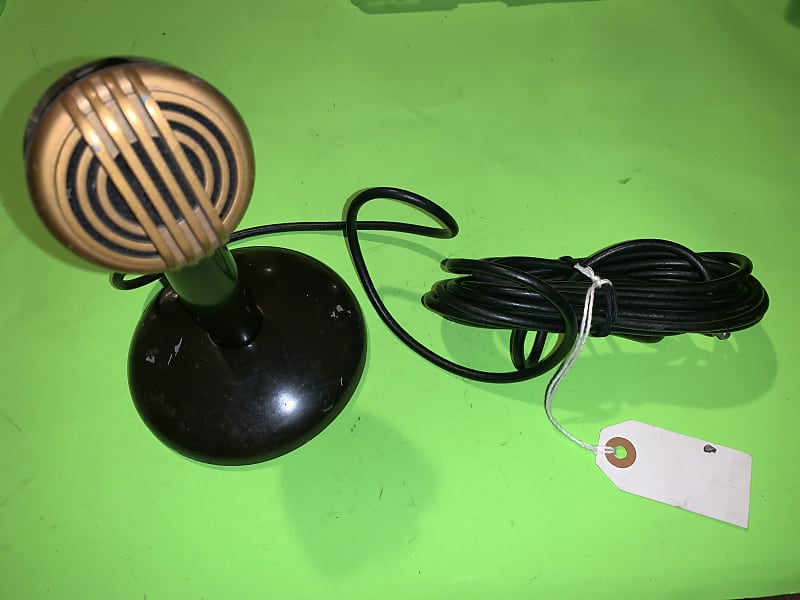 Vintage Astatic Microphone 50s - Black/Gold w/Cord/Stand | Reverb