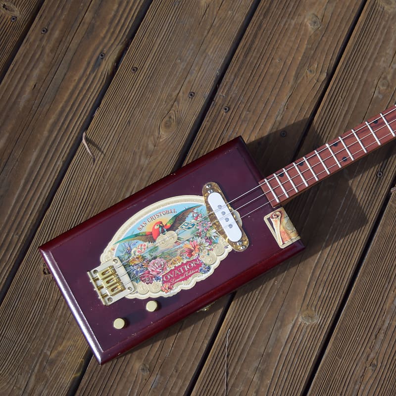 Cigar box guitar, 3 string electric guitar, cog | Reverb