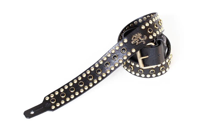 Red Monkey Hand Made Black Beauty leather studded guitar | Reverb