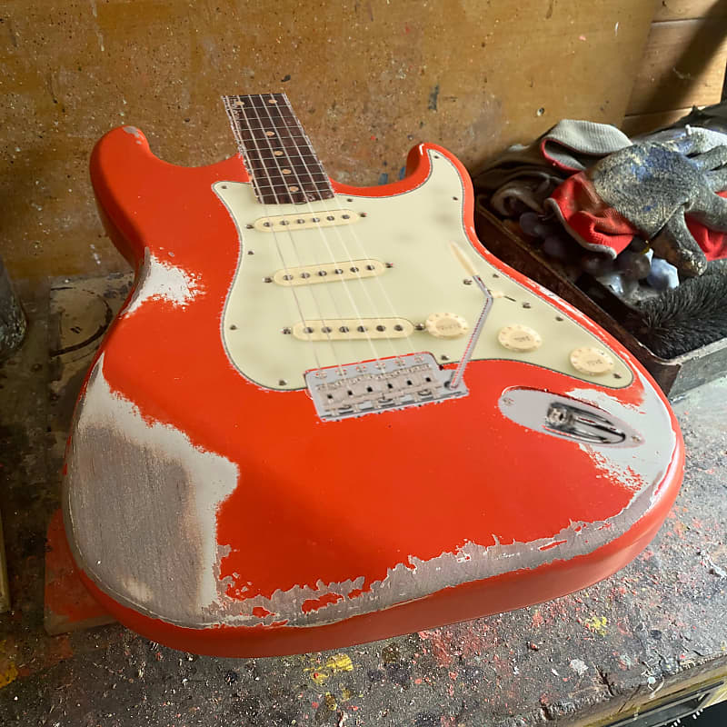 Stratocaster Body, Nitro paint, Fiesta red relic, 100% | Reverb