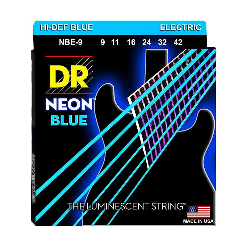 DR STRINGS - NBE-9 - Set de 6 cordes guitare électrique bleu | Reverb