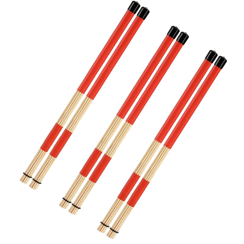 3 Pair 16 Inch Bamboo Hot Rods Drumsticks, Constructed Of 19 | Reverb