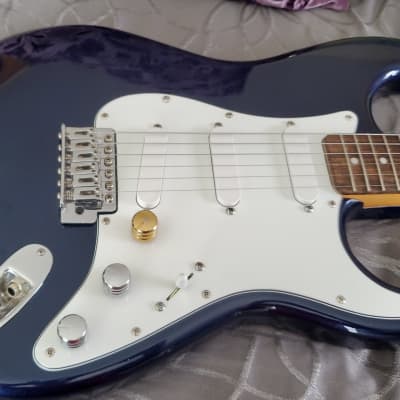 Partscaster strat with a tele neck 2000's transparent blue | Reverb