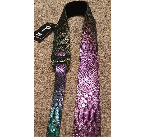 2-inch faux Chameleon / Snake skin Leather Guitar Strap, | Reverb