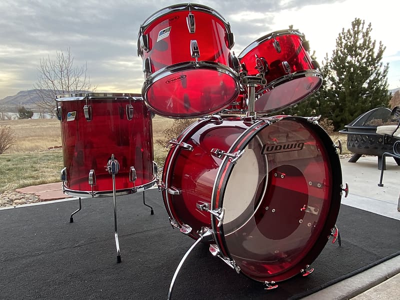 Ludwig Vintage 1974 Red Vistalite 5-pc Drum Set | Reverb