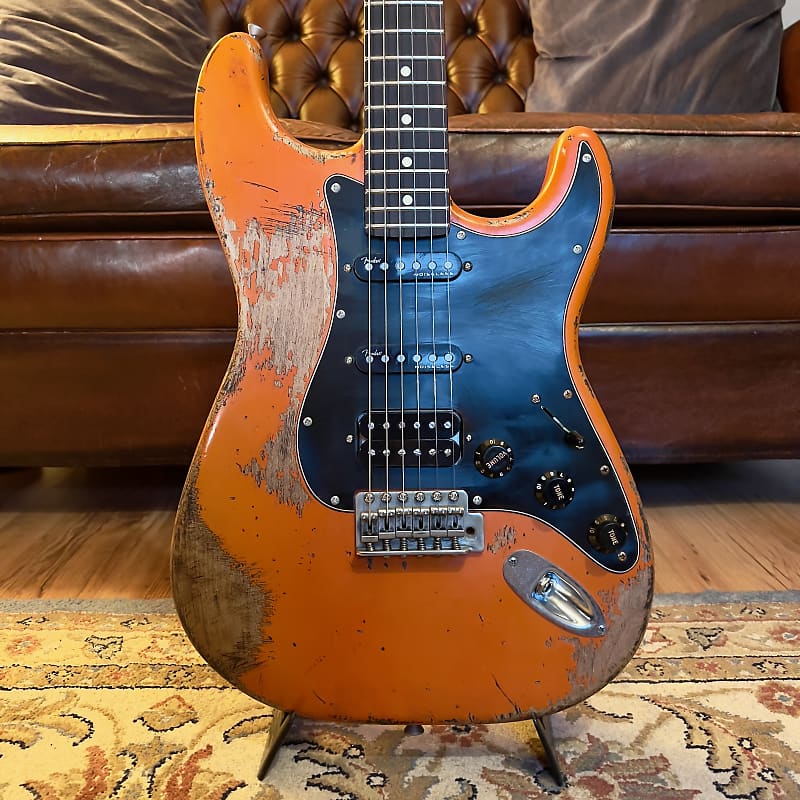 Fender Strat Partscaster HSS - Orange Relic | Reverb