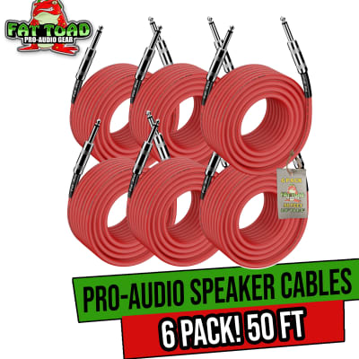 6 PACK - Speaker Cables by FAT TOAD | 50FT DJ PA Professional | Reverb