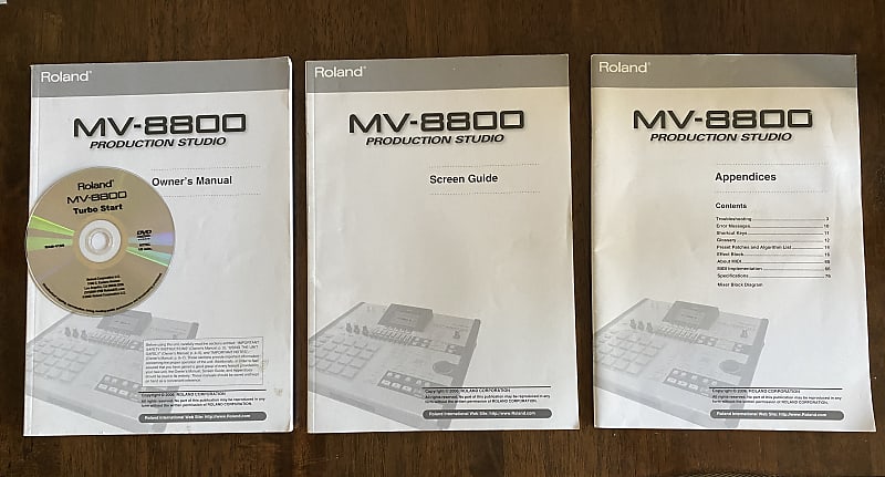 Roland MV-8800 User Manuals and Turbo Start DVD | Reverb