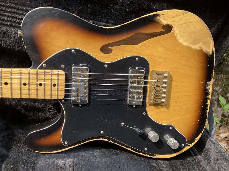 Left Handed MJT BUZZCASTER Tele Thinline Lollar Gold Foils | Reverb