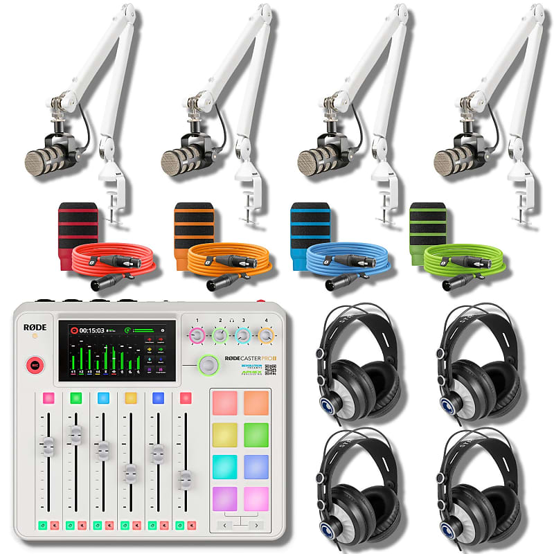 Rode RODECaster Pro 2 (White) Complete Podcast Studio Kit | Reverb