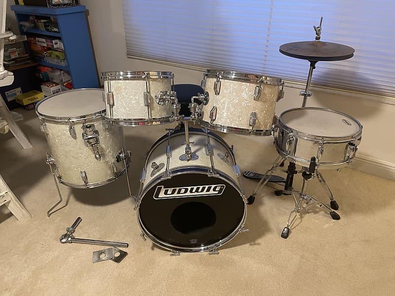 Vintage 1960s Rogers White Pearl Drum Set Reverb