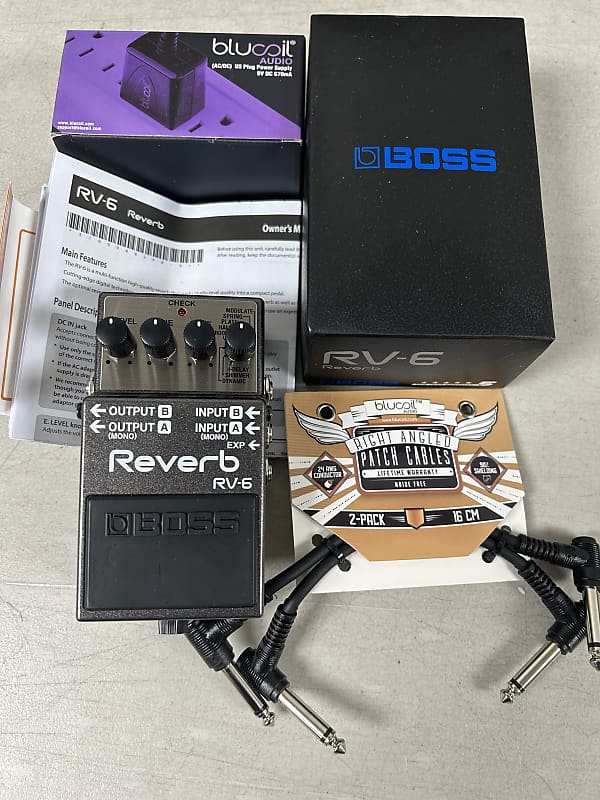 Boss RV-6 Reverb Pedal with Power Supply and Patch Cables | Reverb