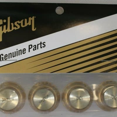 GIBSON® Gold w/Gold Reflector Insert Top Hat Knob Set / Les | Reverb