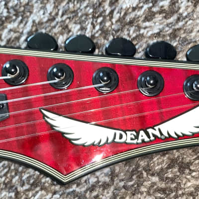 Dean Custom 450 flame top electric guitar emg pickups - Trans | Reverb