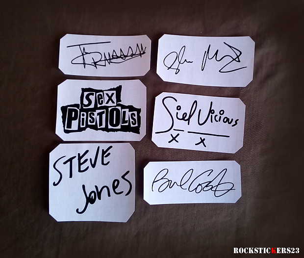 Sex Pistols autographs stickers Sid Vicious, Steve Jones, | Reverb UK