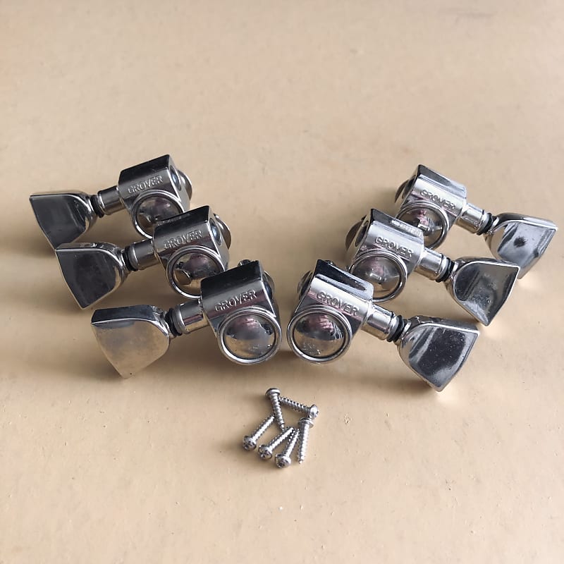 Grover Rotomatic Nickel Tulip Tuners 3x3 (with Bushings, | Reverb