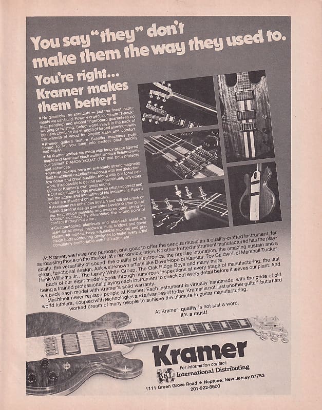 ORIGINAL 1978 KRAMER ALUMINUM NECK GUITAR AD | Reverb Canada