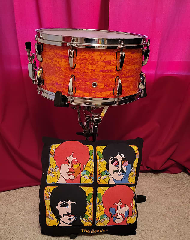 REMO Acousticon 6.5"x14" Snare Drum - Psychedelic Mod Orange | Reverb