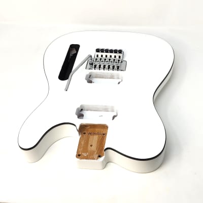 Brio T-Style White Floyd Rose Ready Black Binding Belly Cut | Reverb