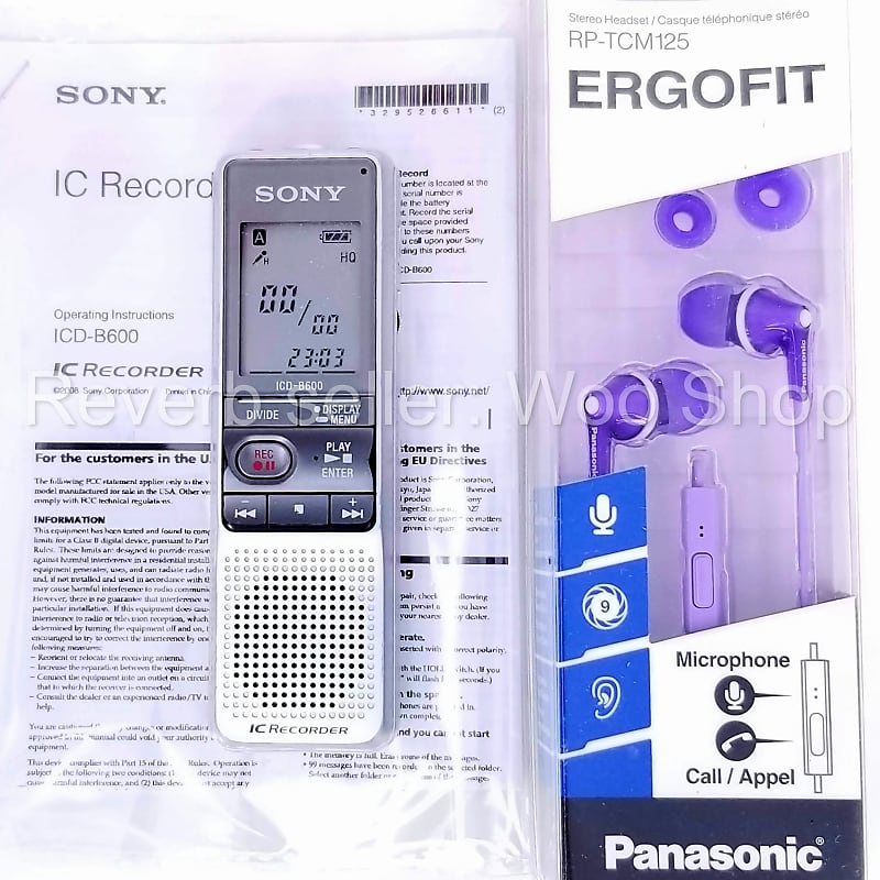 Sony ICD-B600 Digital Flash Voice Recorder w/ Stereo Earbuds | Reverb