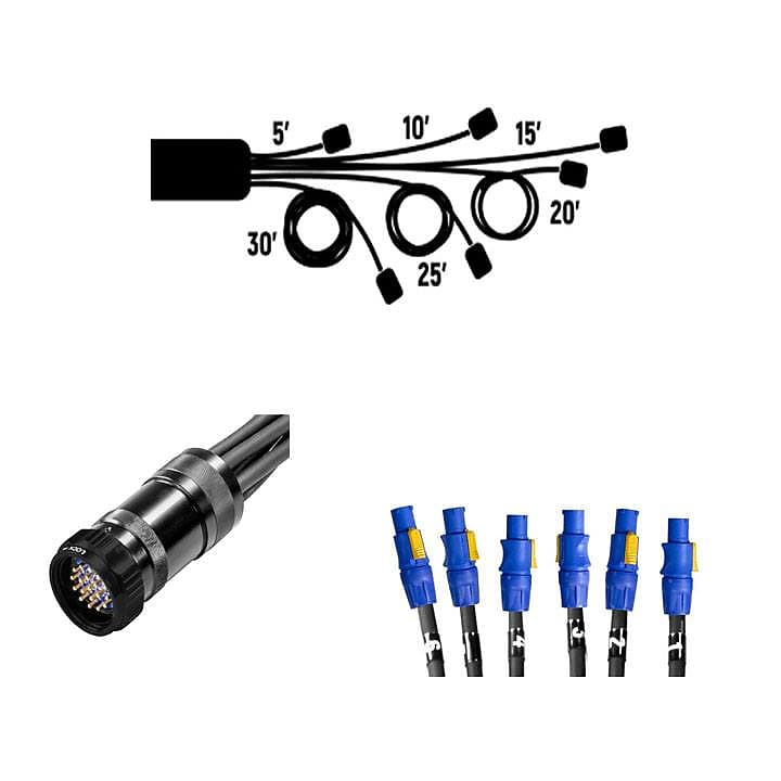 SOCAPEX SOCO 19 PIN to 6 Powercon A Blue Breakout Staggered | Reverb