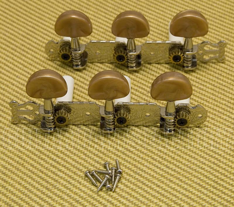 007-3756-000 Fender Classical Guitar 3x3 Plate Tuners w/Brown | Reverb