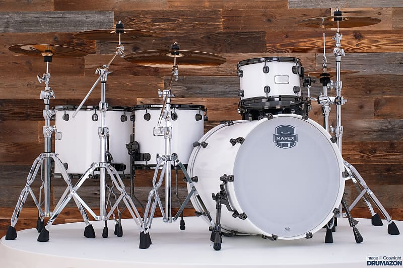 MAPEX SATURN III 4 PIECE DRUM KIT, ARCTIC WHITE LACQUER | Reverb