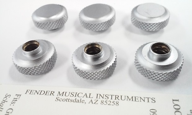 Fender "Plus/Deluxe" Locking Tuner Caps Satin Chrome | Reverb