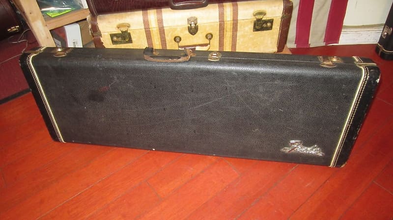 ~1966 Fender Stratocaster / Telecaster Case Black w Orange | Reverb