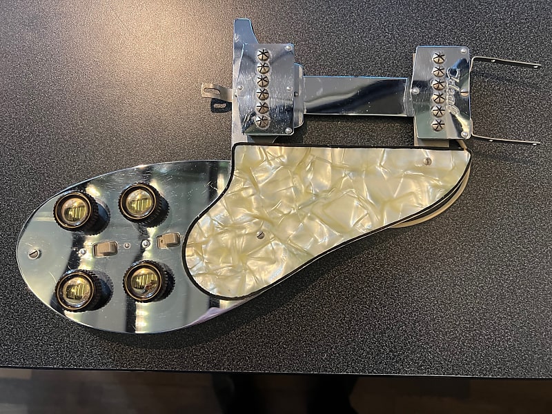 "Ideal" complete floating double pickup pickguard in chrome | Reverb