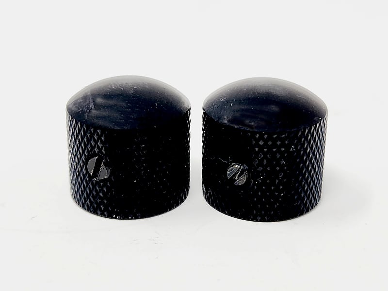 Carparelli Knurled Metal Dome Knobs x 2 Dome Top - Black | Reverb