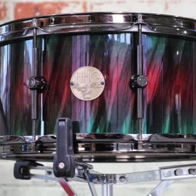 HHG Drums 14x7 spalted sycamore stave snare drum 2024 - Teal | Reverb