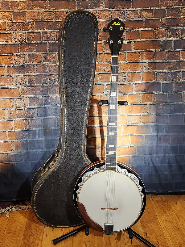 Vintage 1970s Iida 5-String Banjo Natural w/ Chipboard Case | Reverb