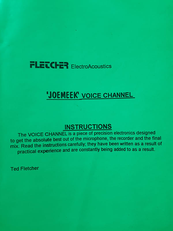 Instructions for Fletcher Electro Acoustics Joemeek Voice | Reverb