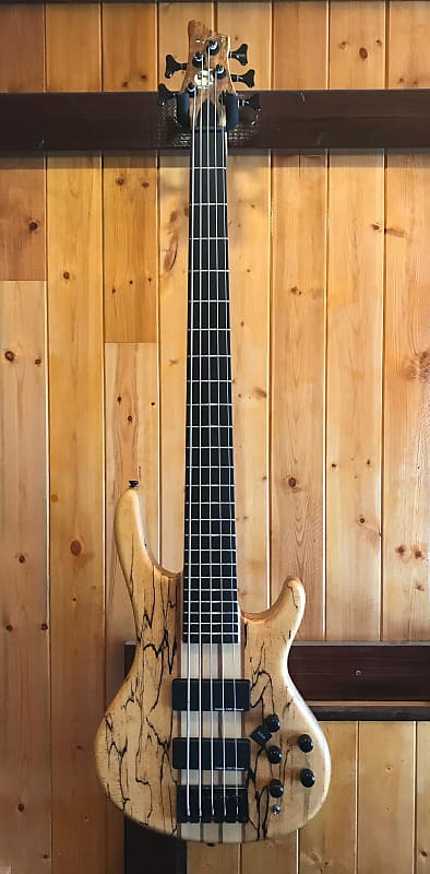 Wolf SSB-5 5 String Bass Guitar Spalted Maple (#2) w/gig bag | Reverb