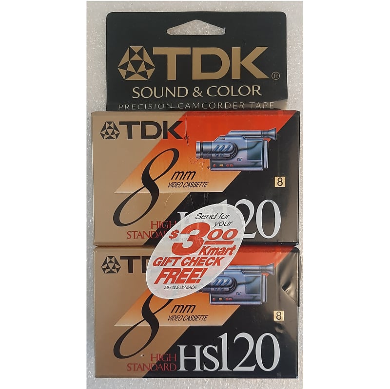 2-Pack TDK HS120 8mm Video Cassette Tape Still Sealed | Reverb